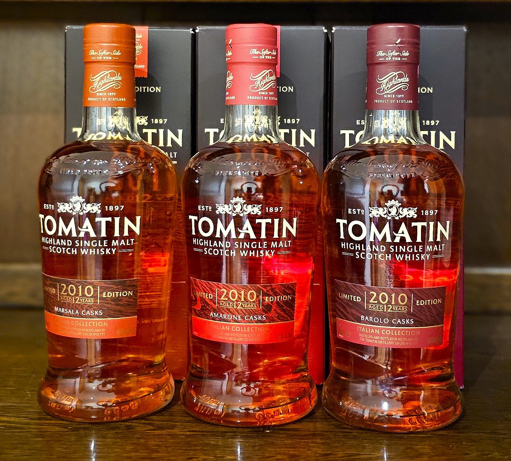 Tomatin The Italian Series Marsala,Amarone,Barolo Single Malts 46% ABV ...